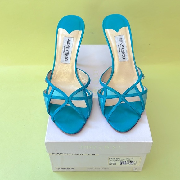 Jimmy Choo | Shoes | Vintage Turquoise Jimmy Choo Satinleather Heels In ...